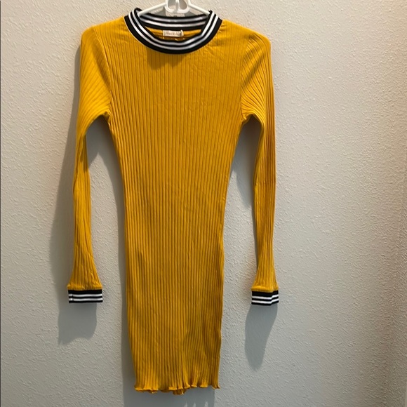 Heart & Hips | Dresses | Heart Hips Yellow Ribbed Bodycon Dress With ...